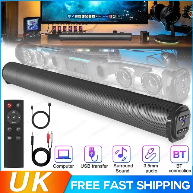 SURROUND SOUND BAR Wireless 4 Speaker System BT Subwoofer TV Home ...