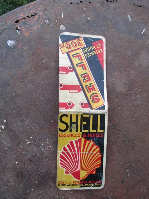SHELL BP LOT de trois publicitées papier : bidon huile ancien oil can ...