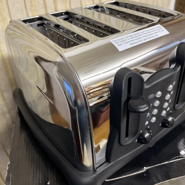 RUSSELL HOBBS 4 Slice STAINLESS STEEL TOASTER NEW IN SHELF WORN BOX £26 ...