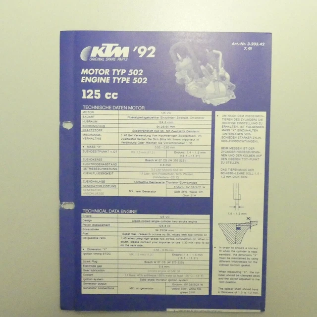MOTORE KTM 125 cc catalogo ricambi part list motore 92 B1056 EUR 19,95 ...