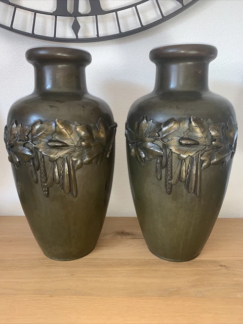 PAIRE 2 GRANDS VASES Art Nouveau Jugendstil Sign KAYSER 1900 DÉCOR ...