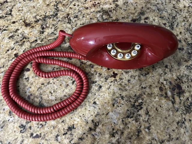 VINTAGE RED GENIE Push Button Corded Phone $50.00 - PicClick
