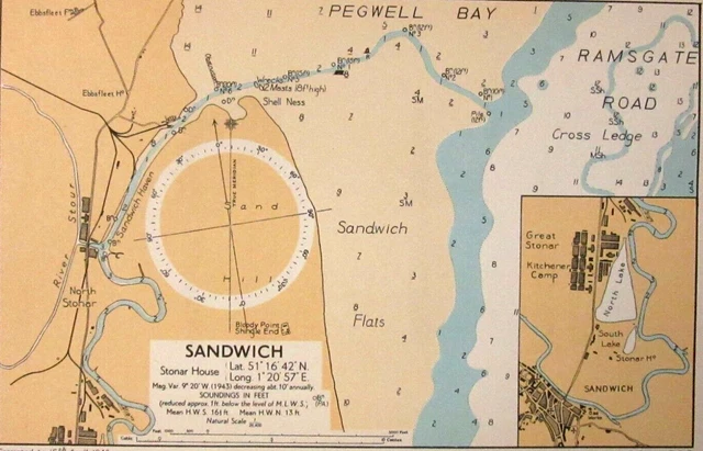 1943 WW2 D DAY Admiralty Chart Map SANDWICH ref:77 EUR 16,93 - PicClick IT