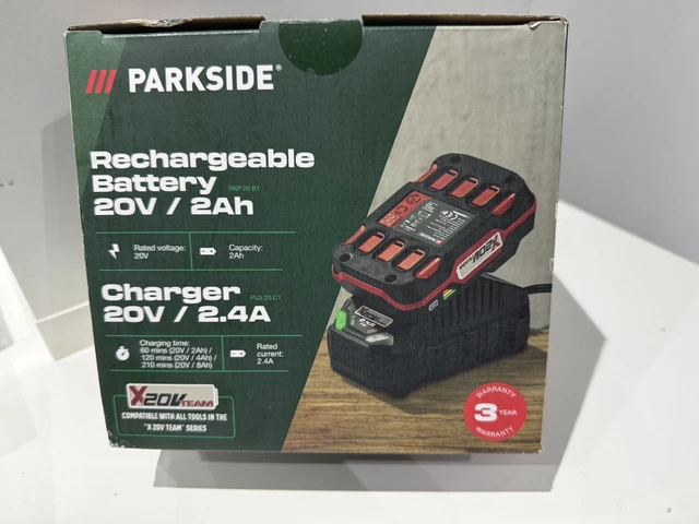PARKSIDE RECHARGEABLE BATTERY 20V XTeam 2Ah and Fast Charger £29.00 ...