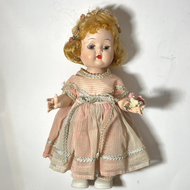 VINTAGE LITTLE MISS Addie Doll 10” Walker Original Outfit 1950s Block ...