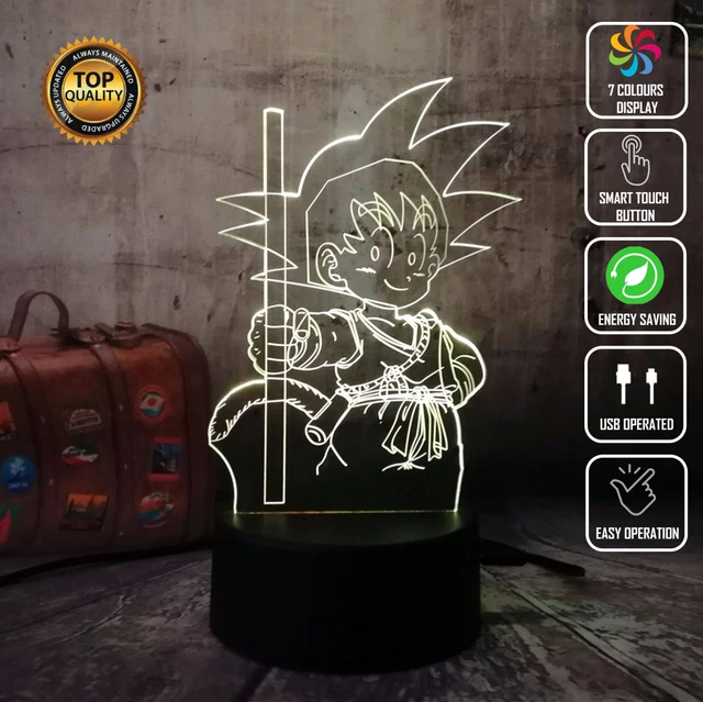 GOKU SAIYAN DBZ DRAGONBALL Z 3D Acrylic LED 7 Colour Night Light Touch ...