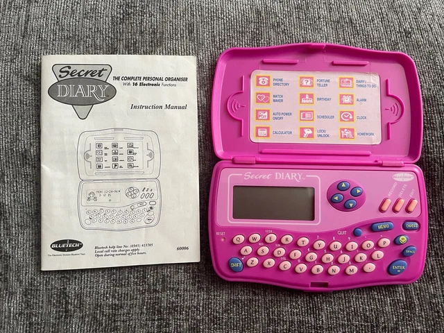 1996 BLUETECH TOYS UK Pink Secret Diary Electronic Personal Organiser ...