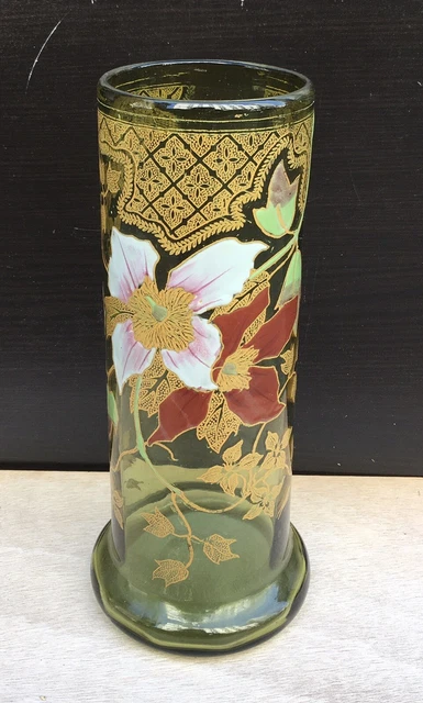 VASE ANCIEN VERT Art Nouveau LEGRAS En Verre Émaillé Motif Fleurs Vers 1900 EUR 69,00 - PicClick FR
