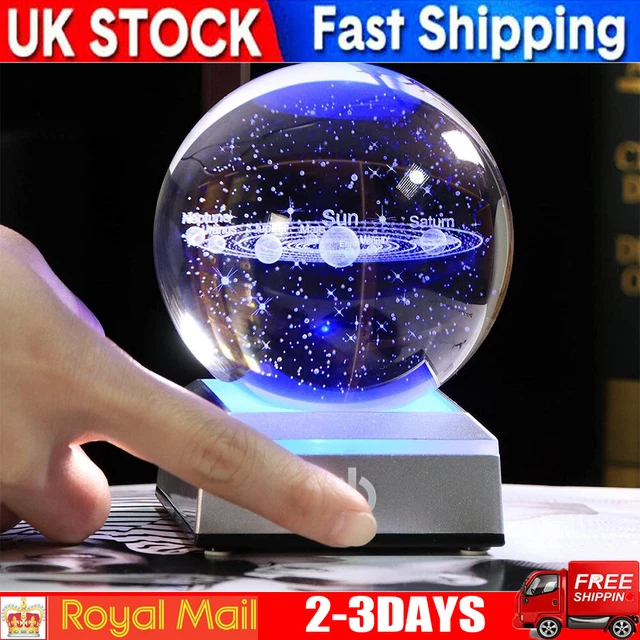3D CRYSTAL LED Light Solar System Ball Laser Engraved Planet Glass ...