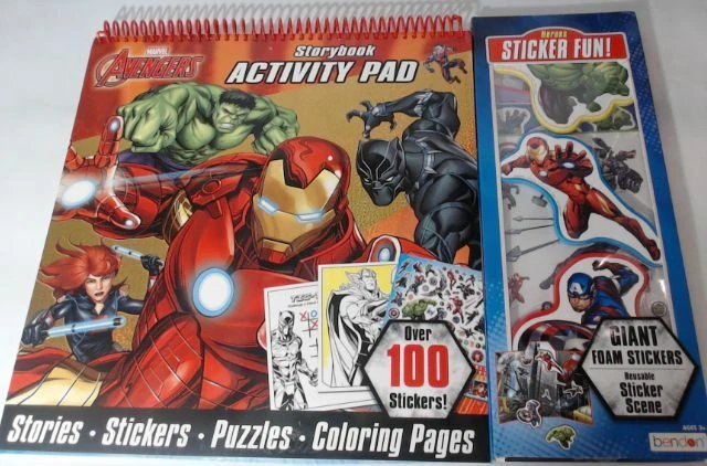 NEW BENDON MARVEL Avengers Over 100-Piece Storybook Activity Pad $4.25 ...