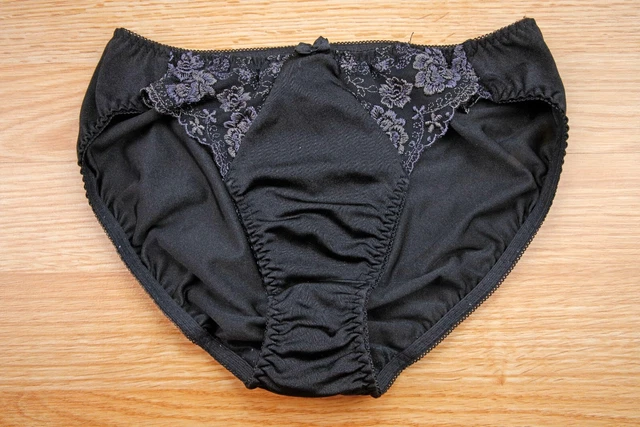 VINTAGE JAPANESE NYLON Shiny Slippery Pretty Black Spandex Bikini Panty ...