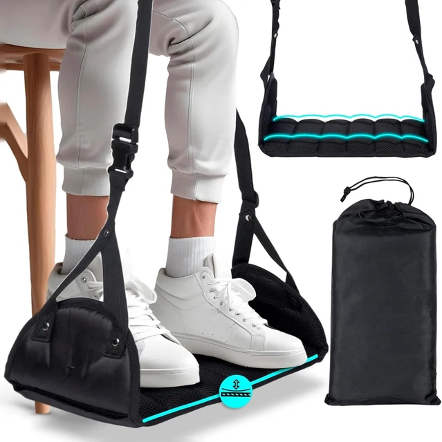 TRAVEL FOOT REST with Flat Rigid Base Adjustable Folding Portable ...