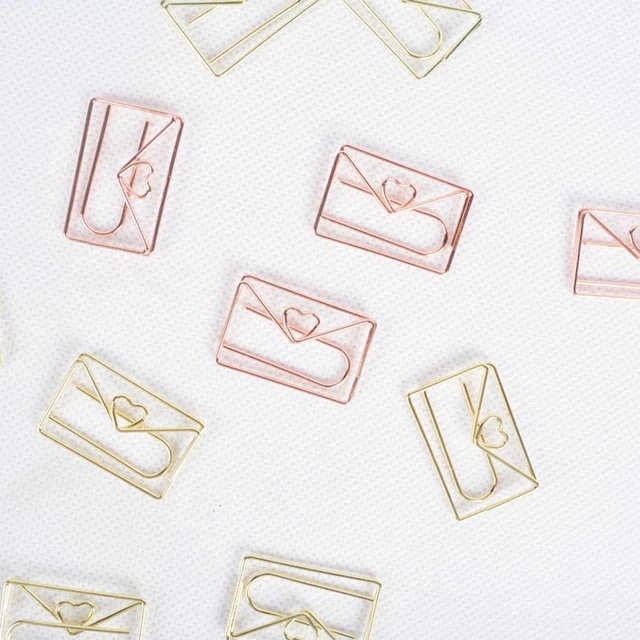 10PCS METAL PAPER Clips Heart Envelope Shaped Note Photo Sign Clips ...