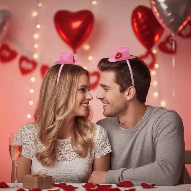 SEQUINS VALENTINE'S DAY Hair Hoop Felt Shining Lip Print Hairband Party ...