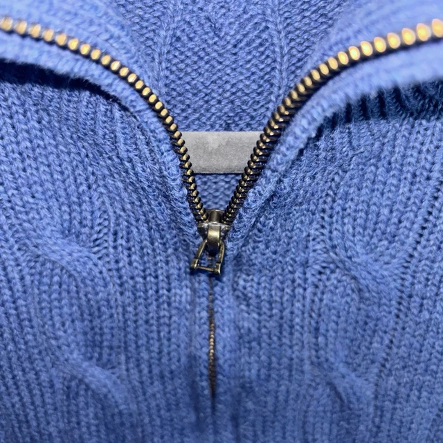 POLO RALPH LAUREN Cable Knit Quarter Zip Jumper – Blue £30.86 - PicClick UK