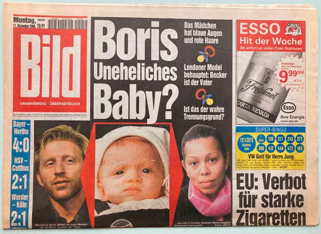 BILD ZEITUNG 11.12.2000 Originale v. JUN' 1996 bis DEZ' 2005 Geburtstag ...