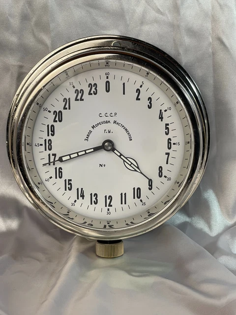 RARE ANTIQUE SHIP CLOCK 1953 USSR NAVY 24 Hours RUSSIAN FLEET SUBMARINE ...