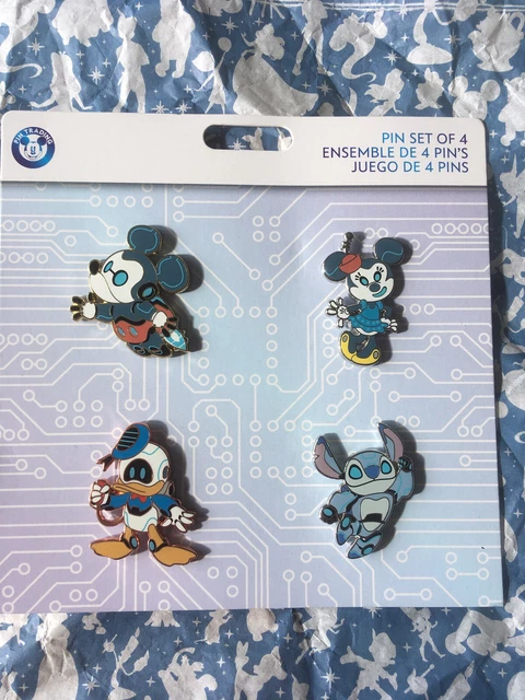 DISNEY PARKS ROBOTS 4 Pin Booster Set Mickey Mouse Minnie Donald Duck ...