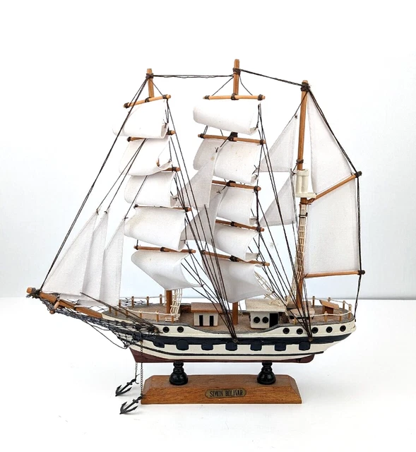 VINTAGE WOOD CLIPPER Ship Model 13" Tall "Simon Bolivar" Hand Painted ...
