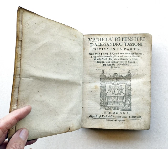 VARIETÀ DI PENSIERI d'Alessandro Tassoni Ed. Eredi Gio Maria Verdi ...