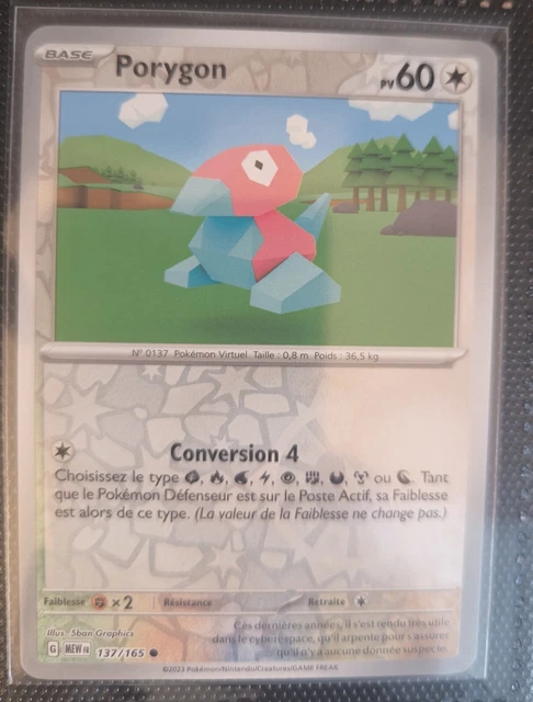CARTE POKÉMON PORYGON 137/165 REVERSE ECARLATE ET VIOLET MEW 151 NEUF ...