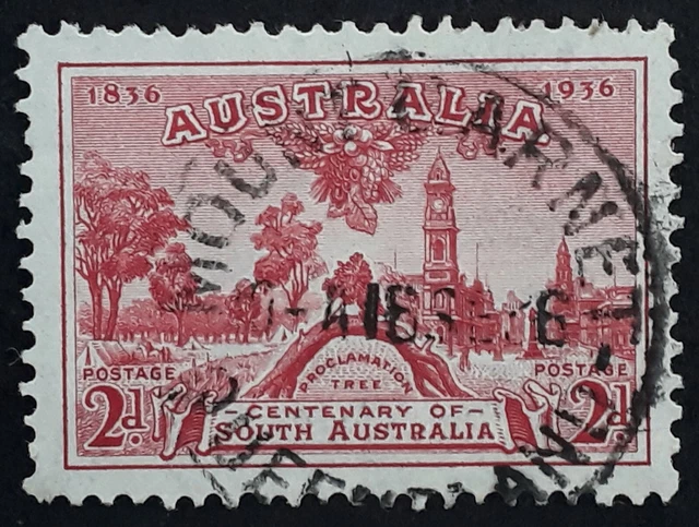 1936 AUSTRALIA 2D Carmine Cent of S.A. Stamp - Mount Garnet Queensland ...
