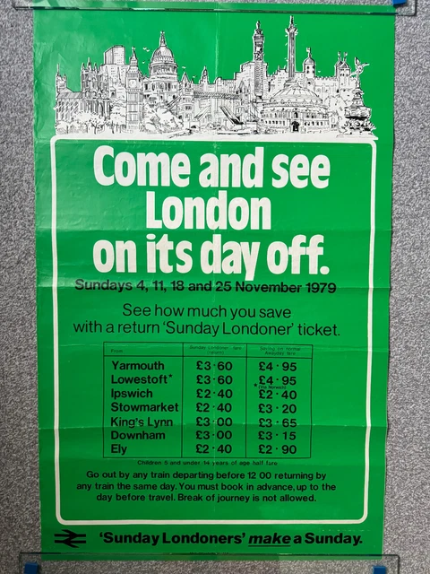ORIGINAL BRITISH RAIL 1979 railway poster - Sunday Londoner/London ...