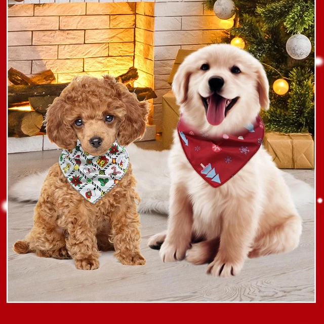 2 PCS CHRISTMAS Dog Bandanas, Triangle Snowflakes and Christmas Tree ...