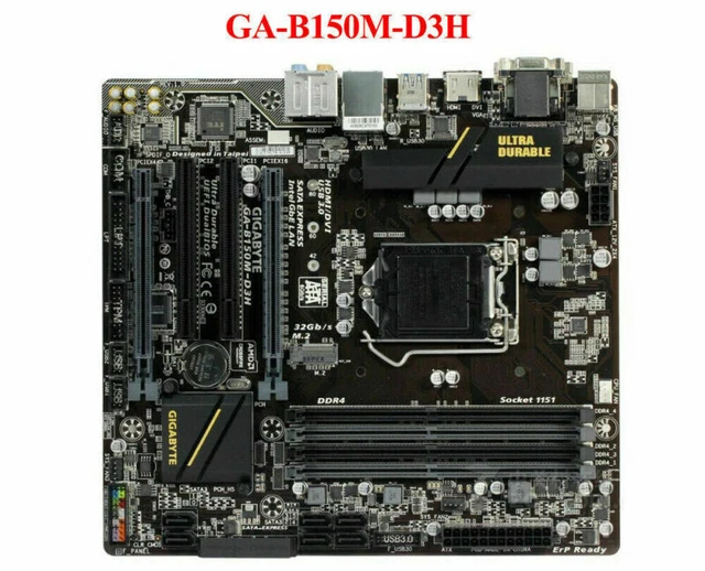 GIGABYTE GA-B150M-D3H MOTHERBOARD Socket LGA1151 Intel B150 DVI-D DDR4 ...