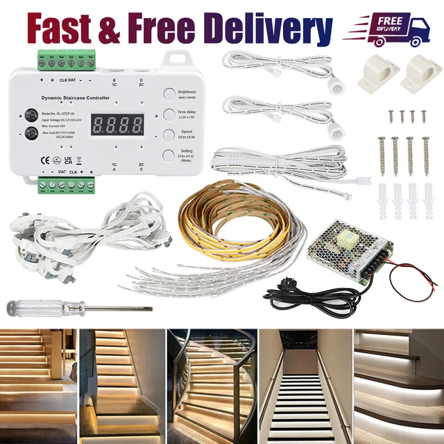 FULL SET LED Stair Strip Light Controller Dynamic Pir Motion Sensor ...