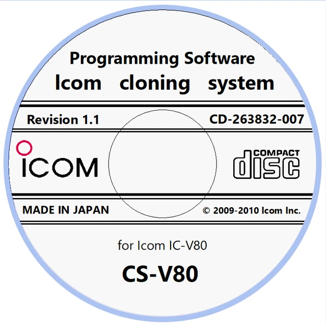ICOM CS-V80 VERSION 1.1 Programming Software for Icom IC-V80 $24.99 ...