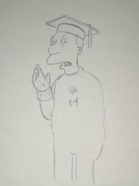 THE SIMPSONS CARL Carlson Original Animation Production Drawing Cel ...