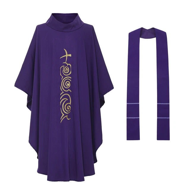 NEW CHRISTAN CATHOLIC Embroidered Chasuble Clergy Priest Vestments Robe ...