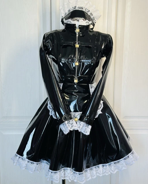 MISFITZ BLK PVC padlock lockable skater Sissy Maids dress. SIZE 24 CD TV Goth £115.95 - PicClick UK