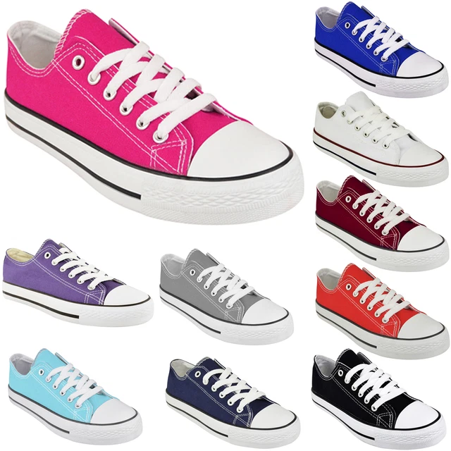 WOMENS SHOES LADIES Lace Up Plimsolls Pumps Sneakers Trainers Skaters ...