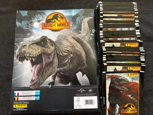 Lot Panini 50 Pochettes Jurassic World Monde D'apres Disney + Album