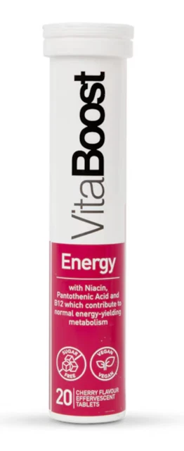 VITABOOST 20 VEGAN Effervescent tabs Energy Niacin Pantothenic Acid + B12 £5.95 - PicClick UK