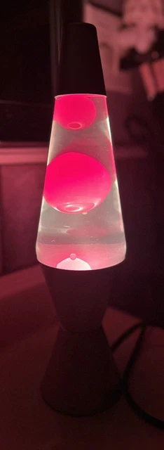 LAVA LAMP 14& Pink Lava Clear Liquid Silver Base Retro 70s 80s 90s Y2K ...