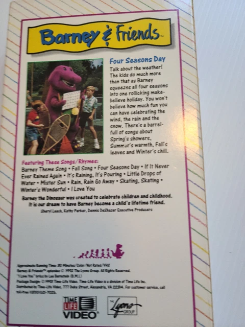 BARNEY & FRIENDS: Four Seasons Day VHS 1992 Time Life vidéo testée EUR ...