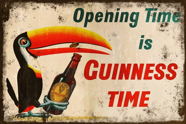GUINNESS TIME VINTAGE Advert, Aged Look New Metal Sign, Bar Pub Mancave ...