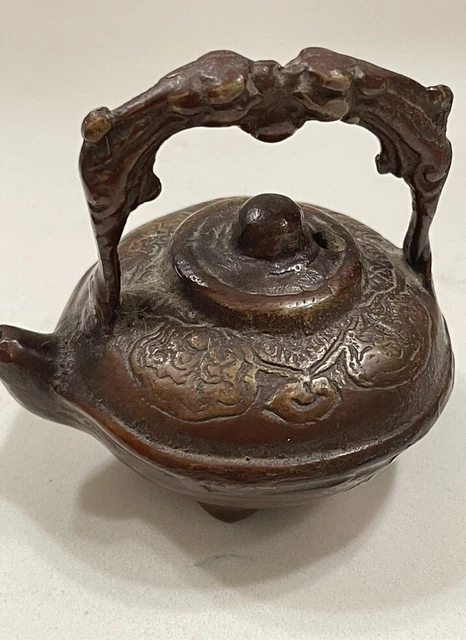 ANTIQUE JAPANESE METAL Suiteki Water Dropper Pot Tetsubin Tea Kettle £ ...