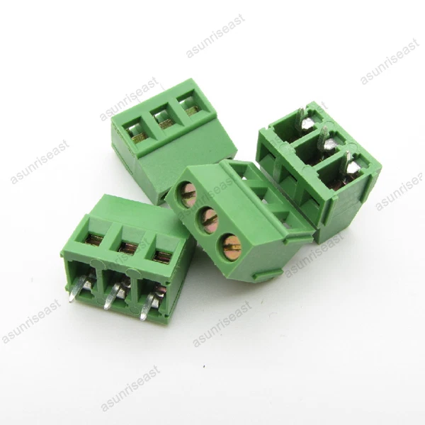 20 × PCB Screw Terminal Block 3 Pole 5mm Pin Pitch for 22-12AWG Wire ...