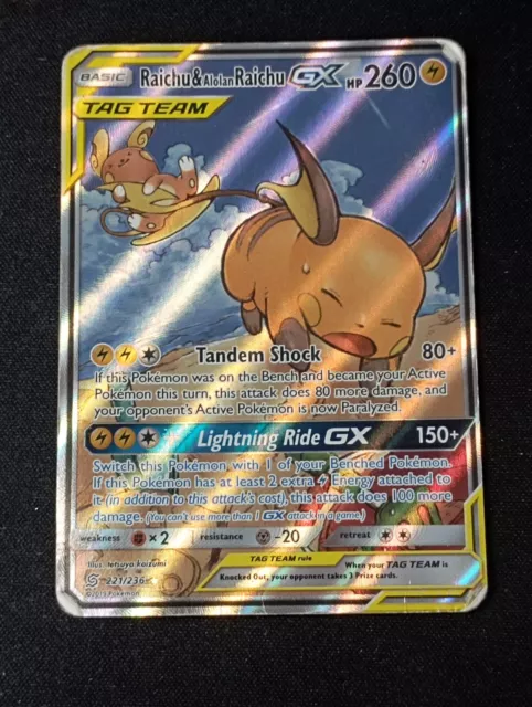 CARTE POKÉMON RAICHU & Aloan Raichu GX 221/236 - SM Unified Minds - US / EN EUR 35,00 - PicClick FR