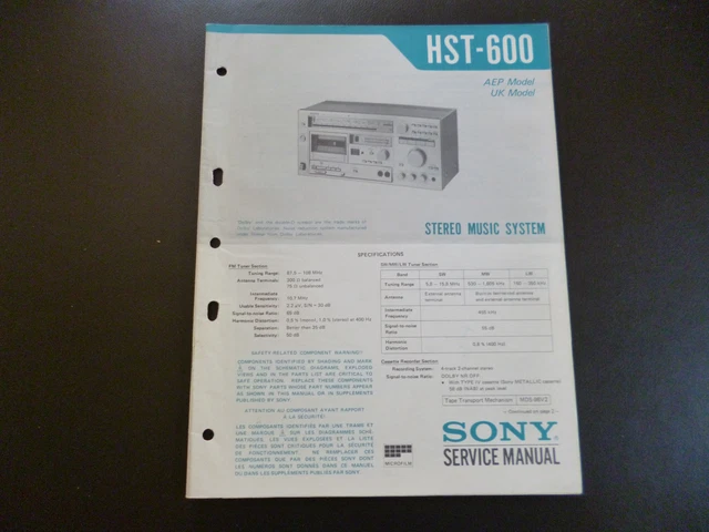 MANUALE DI ASSISTENZA originale Sony per TC-FX 600 EUR 8,30 - PicClick IT