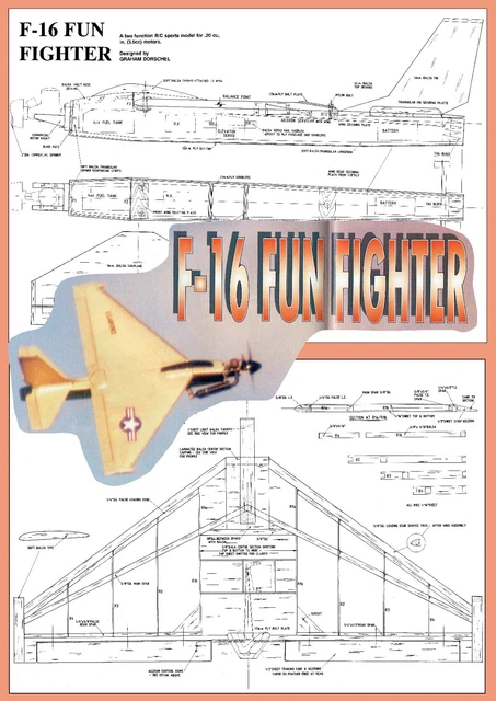 AMI MODEL AIRPLANE Plans (RC): F-16 Fun Fighter 32" Wingspan for .10 ...