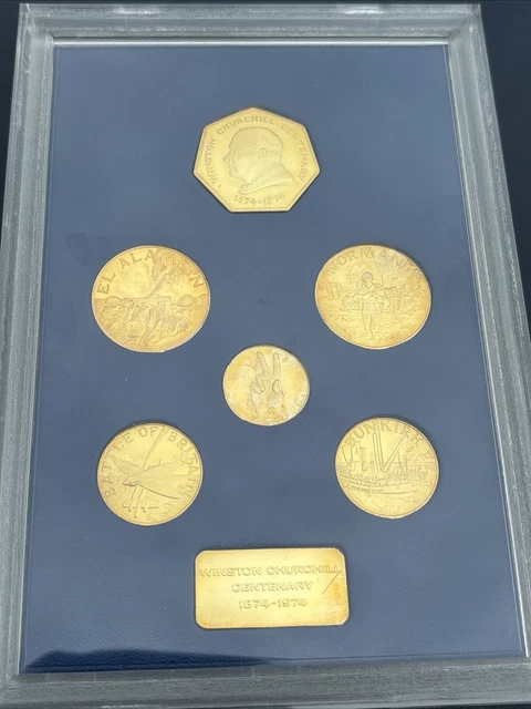 WINSTON CHURCHILL CENTENARY 22ct GOLD ON SILVER 6 MEDAL COIN SET 1874 ...