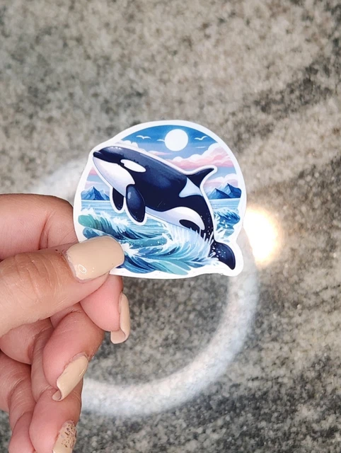 KILLER WHALE, ORCA, WATERPROOF VINYL STICKER for LAPTOPS, TUMBLERS, ETC ...