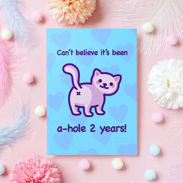 PAPER CAT BUTT Meme Card with Envelope 2nd Anniversary Gift Girlfriend ...