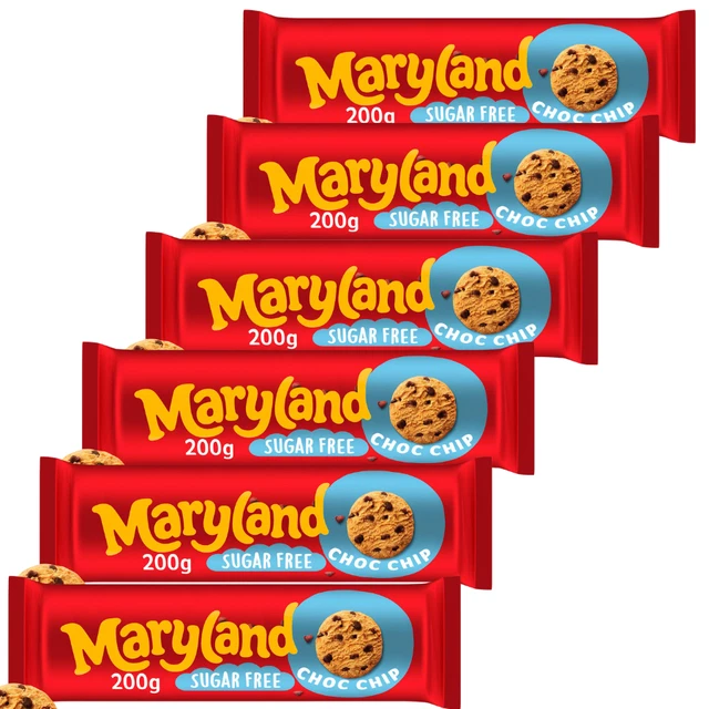 MARYLAND COOKIES SUGAR Free Chocolate Chip 200g - 6 Pack | Suitable For ...