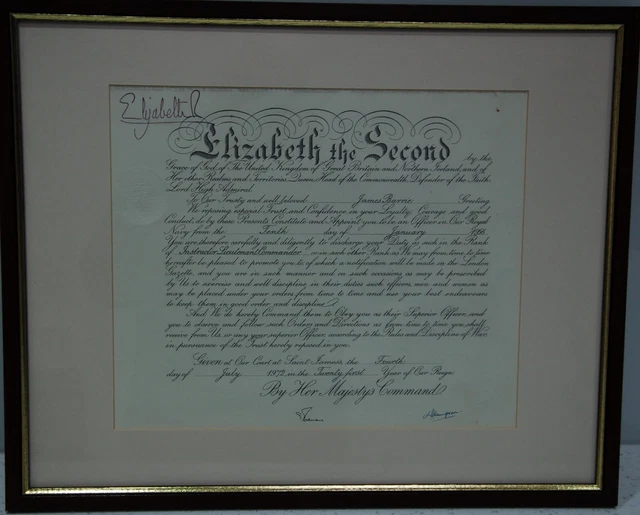 ROYAL NAVY OFFICER'S Certificate Queen Elizabeth II Signature £99.99 ...